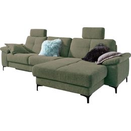 Ecksofa 3C CARINA, B:296cm H:87cm T:162cm, gr&uuml;n, Chenille-Optik (59, 7% Polyester, 34, 4% Polyacryl, 5, 9% Viskose), Wohnzimmer, Sofas, "Burnaby