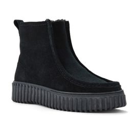 Clarks Damen Winterboots "Torhill Cozy", Gr. 36, schwarz, Veloursleder, Schuhe, Plateauboots mit modischer Ziernaht