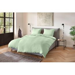 Bettw&auml;sche Primera, gr&uuml;n, Soft-Seersucker, Obermaterial: 100% Baumwolle, Bettw&auml;sche, "Soft-Seersucker-Bettw&auml;sche Uni"
