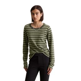 Marc O'Polo Damen Langarmshirt "aus Heavy Slub Jersey", gr&uuml;n, Gr. M, MARC O'POLO DENIM, gestreift, Obermaterial: 100% Baumwolle, Shirts