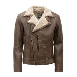 RICANO Herren Bikerjacke "Lederjacke Harlem", braun, Gr. XXL, Obermaterial: 100% Lammnappaleder LANA. Futter: 100% Polyester PES., Jacken,