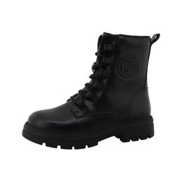 Tom Tailor Damen Schn&uuml;rstiefelette, Gr. 42, schwarz, Lederimitat, Schuhe, Blockabsatz, Schn&uuml;rboots mit Glitzerdetails