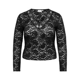 Only CARMAKOMA Damen Langarmshirt "CARNIKKA L/S LACE TOP JRS NOOS", schwarz-wei&szlig;, Gr. M, unifarben, Jersey, Obermaterial: 95% Polyamid, 5% Elasthan,