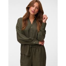 V&eacute;ro Moda VERO MODA Damen Langarmbluse "VMMELANEY QUEENY LS SHIRT WVN NOOS", gr&uuml;n, Gr. M, unifarben, Web, Obermaterial: 100% Polyester, Blusen, Kunstfaser,