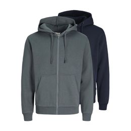 Jack & Jones JACK & JONES Herren Kapuzensweatjacke "JJEBRADLEY SWEAT ZIP HOOD 2PK MP"turbulence pack:turbulence, navy blazer, Gr. XL, angeraute Sweatware,