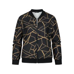 CLOUD 5IVE Damen Bomberjacke "CLOUD 5IVE Blouson Bomber-Jacket with zick zack print", schwarz, Gr. L, mehrfarbig, 95% Polyester, 5% Elasthan, Jacken