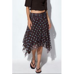 Hochtaillierter Polka-Dot Midi A-Linien-Rock