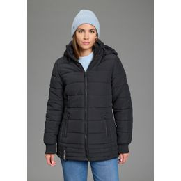 ALPENBLITZ Damen Steppjacke "Flockenwirbel", schwarz, Gr. 36, kontrastfarbene Details, unifarben, Web, Obermaterial: 100% Polyester. Futter: 100%
