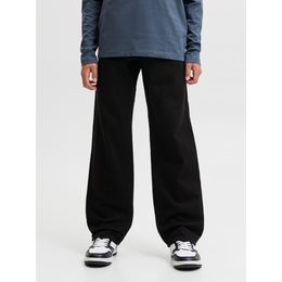 Jack & Jones Kinder Loose-fit-Jeans "JJICHRIS JJORIGINAL SQ 740 SN JNR"schwarz denim, Gr. 128, JACK & JONES JUNIOR, Abriebeffekte, Denim/Jeans, Obermaterial: 100%