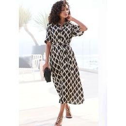 Vivance Damen Hemdblusenkleid "mit klassischem Blusenkragen aus Webware mit grafischem Muster", schwarz-wei&szlig;, Gr. 34, bedruckt, Web, Obermaterial: