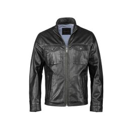 Bugatti Herren Lederjacke "BUNICOLO", schwarz, Gr. 48, uni, Obermaterial: 100% Lammleder LEL., Jacken, mit Stehkragen und Reisverschl&uuml;ssen