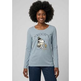 Kangaroos Damen Langarmshirt, blau, Gr. 40, unifarben, Jersey, Obermaterial: 100% Baumwolle, Shirts, mit Rundhals, h&uuml;ftlang, schmale Passform, aus