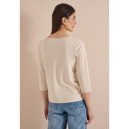 Cecil Damen 3/4-Arm-Shirt, beige, Gr. S, unifarben, Web, 100% Baumwolle, Shirts, aus reiner Baumwolle