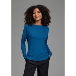 Flashlights Damen Langarmshirt, blau, Gr. 36, unifarben, Jersey, Obermaterial: 95% Viskose, 5% Elasthan, Shirts, mit U-Boot-Ausschnitt,