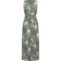 CLOUD 5IVE Damen Shirtkleid "CLOUD 5IVE Maxi Kleid in Wickeloptik mit Tropical All Over Print"military gr&uuml;n, Gr. XS, 95% Polyester, 5% Elasthan,
