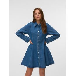 V&eacute;ro Moda VERO MODA Damen Jeanskleid "VMJESSIE LS SHORT DENIM DRESS NOOS", blau, Gr. XS, unifarben, Denim/Jeans, Obermaterial: 80% Baumwolle, 20% Polyester,