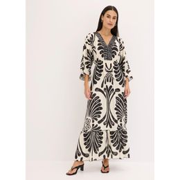 bonprix Damen Maxikleid, schwarz-wei&szlig;, Gr. 44, Obermaterial: 100% Viskose, Kleider, f&uuml;r Fr&uuml;hling und Sommer, aus Viskose, Oversize Passform, mit Druck