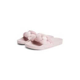 Tommy Jeans Damen Pantolette "TJW BRAIDED SLIDES", Gr. 39, rosa, Textil, Schuhe, Sommerschuh, Schlupfschuh, Strandschuh mit geflochtener Bandage