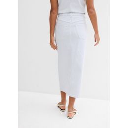 bonprix Damen Jeansrockwei&szlig; gestreift (l&auml;nge: regul&auml;r), Gr. 36, Obermaterial: 98% Baumwolle, 2% Elasthan, R&ouml;cke, gerade Passform, mit