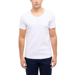 Mustang Herren V-Shirt "Amado-V-neck"hellwei&szlig;, Gr. XXXL, unifarben, Jersey, Obermaterial: 100% Baumwolle, Shirts, Slim fit
