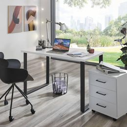 Pharao24.de B&uuml;rotisch Designschreibtisch in Wei&szlig; & Schwarz Made in Germany