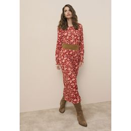 Tamaris Damen Maxikleid "aus elastischer Viskosemischung, taillierte Passform", rot, Gr. 34, gemustert, Jersey, Obermaterial: 95% Viskose, 5%