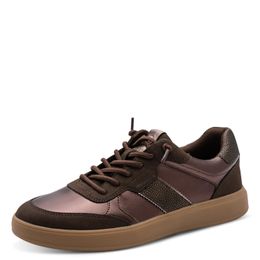 Tamaris Damen Slip-On Sneaker, Gr. 41, braun, Lederimitat, metallic, Schuhe, Halbschuh, Freizeitschuh, Sneaker in veganer Verarbeitung