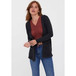 V&eacute;ro Moda VERO MODA Damen Strickjacke "VMDOFFY LS OPEN HOOD CARDIGAN GA NOOS", schwarz, Gr. S, meliert, Strick, Obermaterial: 94% Polyester, 3% Elasthan, 3%