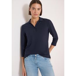 Cecil Damen Poloshirt, blau, Gr. XL, unifarben, Web;Stoff;Piqu&eacute;, 48% Baumwolle, 48% Modal, 4% Elasthan, Shirts, mit 3/4 &Auml;rmeln