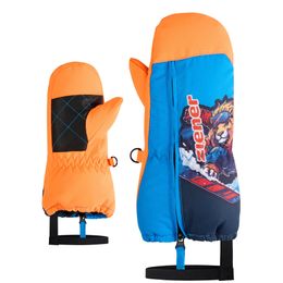 Ziener Kinder F&auml;ustlinge "LEON-Z Kinder", orange, Gr. 2, Kunstfaser, Handschuhe, wasserabweisend, windabweisend, atmungsaktiv, langer Rei&szlig;verschluss