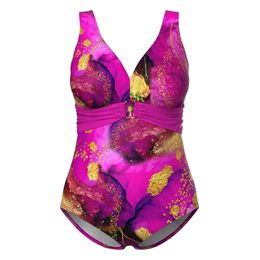 Ulla Popken Badeanzug Damen Gr&ouml;&szlig;e XL/XXL gelb / lila / schwarz