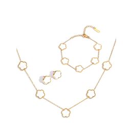 NTHIRTYTHREE Jewelry Set 'Schmuckset Blume Schmuck Set Gold f&uuml;r Damen Armband Ohrstecker Halskette Anh&auml;nger -Angebot - Damen Herren mit Schmuckbox - 