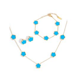 Nthirtythree Schmuckset 'Schmuckset Blume Schmuck Set Gold f&uuml;r Damen Armband Ohrstecker Halskette Anh&auml;nger -Angebot - Damen Herren mit Schmuckbox - 