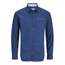 JACK & JONES Button Up Shirt 'JJERemy' male size M Blue / Dark blue / White