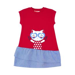 Denokids Kleid 'Cat & Heart' M&auml;dchen Gr&ouml;&szlig;e 122 navy / blue denim / grenadine / wei&szlig;