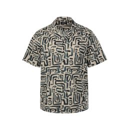 Men Plus Button Up Shirt male size XL Beige / Dark grey / Black