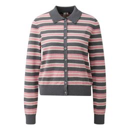 QS Strickjacke Damen Gr&ouml;&szlig;e XXL ecru / dunkelgrau / rosa
