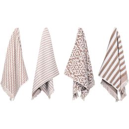 Pad G&auml;stehandtuch &raquo;FAMILY, 30x50 cm&laquo; Made in Europe, gestreift, Ornamente, mit Fransen grau Frottee, Frottee B/L: 30cmx50cm, 12 Stk., Frottee