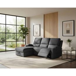 OTTO home Ecksofa &raquo;NAPORI Struktur, Multimediasofa, L-Form&laquo; man. oder elektr. Relaxfuntion, USB-A bei elektr. Variante, Staukasten grau 100% Polyester