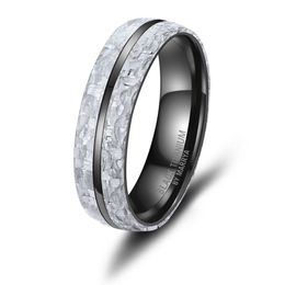 Marrya Ring 'MARRYA Ehering BT-11 aus Black Titanium &ndash; &bdquo;BLACK & WHITE&ldquo; Kollektion' Damen Gr&ouml;&szlig;e 65 wei&szlig;meliert
