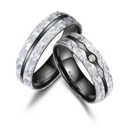 Marrya Ring 'MARRYA Ehering BT-11 aus Black Titanium &ndash; &bdquo;BLACK & WHITE&ldquo; Kollektion' Damen Gr&ouml;&szlig;e 67 schwarz