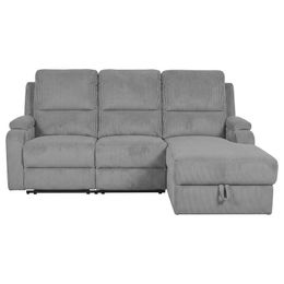 OTTO home Ecksofa &raquo;NAPORI Cord, Multimediasofa, L-Form&laquo; man. oder elektr. Relaxfuntion, USB-A bei elektr. Variante, Staukasten grau Polyester 93% / 