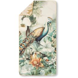 Descanso Sporthandtuch &raquo;Dana&laquo; Mikrofaser, 50x100, Schnelltrocknend, Reise, Sport, Wendeoptik, Pfau bunt Microfaser, Mikrofaser B/L: 50cmx100cm, 1 Stk., Blumen 