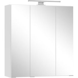 OTTO home Spiegelschrank &raquo;BOZEN, 3D-Spiegelschrank 60 cm&laquo; Inklusive LED-Aufbauleuchte, Steckdose und Schalter Holzwerkstoff wei&szlig;, B/H/T: 60cm x 64cm x