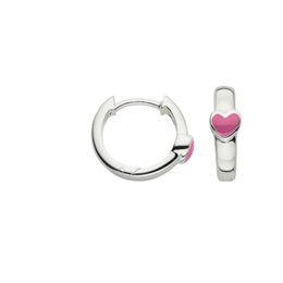 Firetti Damen Paar Creolen &raquo;Schmuck Geschenk Silber 925 Ohrschmuck Ohrringe Herz&laquo; Emaille 14mm, Silber 925 (Sterlingsilber)