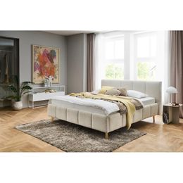 Meise M&ouml;bel meise.m&ouml;bel Polsterbett &raquo;ALVA, wahlweise mit Lattenrost, Breiten: 140, 160 & 180cm&laquo; Fu&szlig;farbe: eichefarbend beige Liegefl&auml;che L&auml;nge B: 200cm x 160cm, 