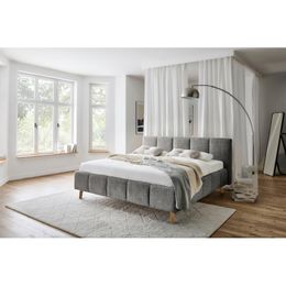 Meise M&ouml;bel meise.m&ouml;bel Polsterbett &raquo;ALVA, wahlweise mit Lattenrost, Breiten: 140, 160 & 180cm&laquo; Fu&szlig;farbe: eichefarbend grau Liegefl&auml;che L&auml;nge B: 200cm x 180cm, 