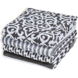 Pad Badetuch &raquo;FAMILY, 70x140 cm&laquo; Made in Europe, gestreift, Ornamente, mit Fransen schwarz Frottee, Frottee B/L: 70cmx140cm, 4 Stk., Frottee