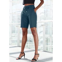 Lascana Damen Lascana Shorts mit G&uuml;rtelschlaufen und Bindeband, Loungewear blau 42, N-Gr