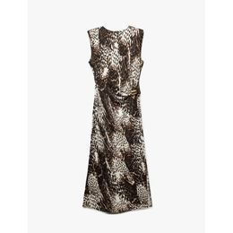 KOTON Kleid Damen Gr&ouml;&szlig;e 44 ecru / braun / schwarz Sommerkleid
